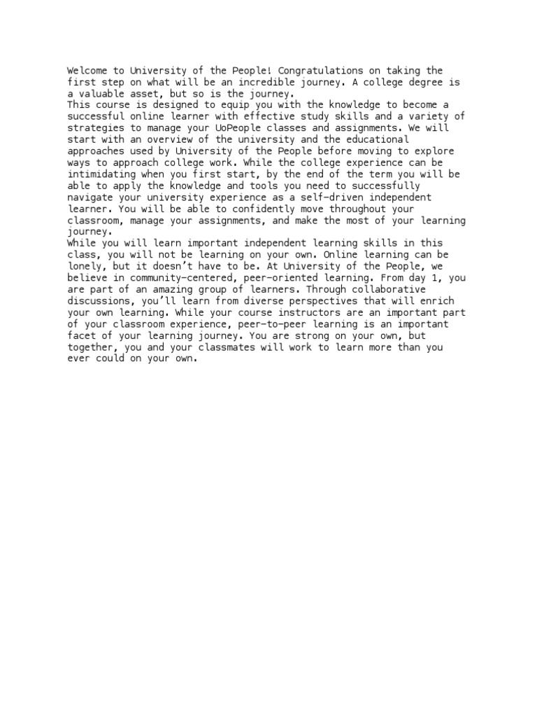 Welcome To UNIV 1001 Course Intro | PDF