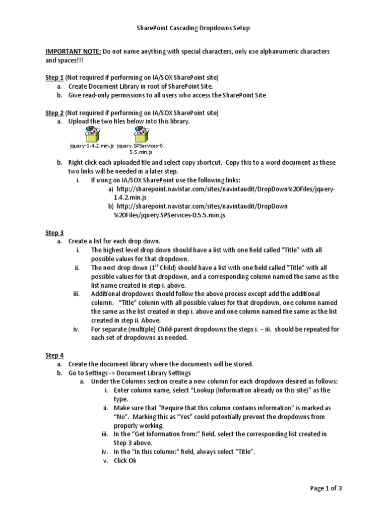 SharePoint Cascading Dropdown Setup Guide | PDF | Internet & Web ...