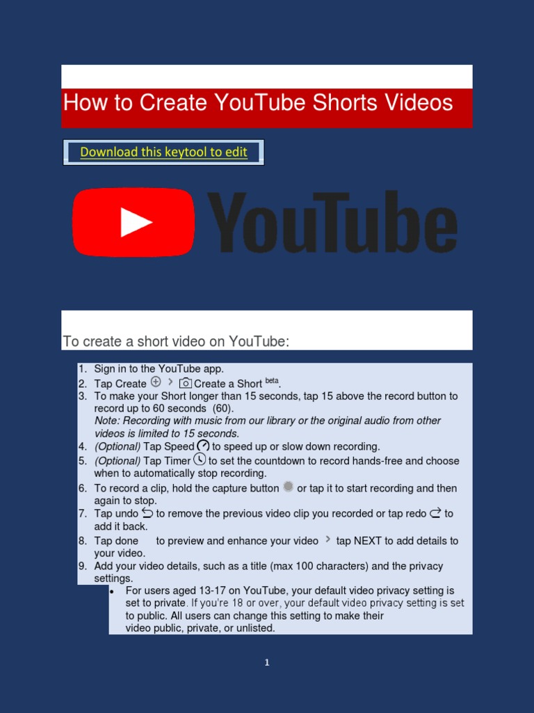 How To Create YouTube Shorts Videos | PDF
