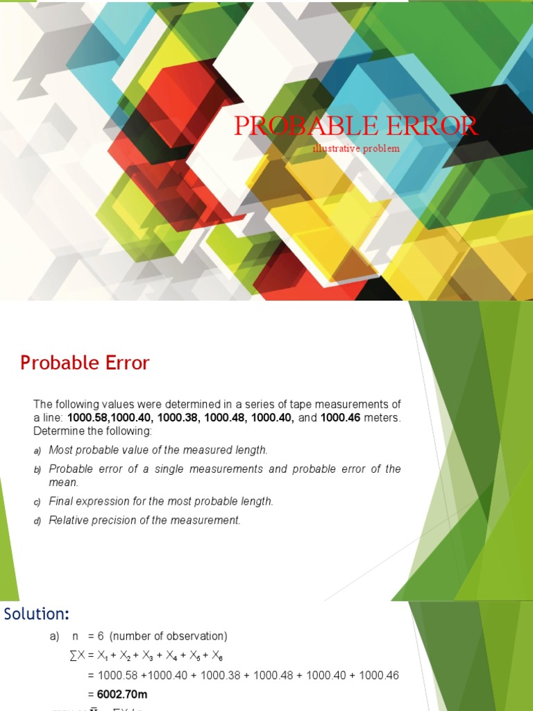 Probable Error in Surveying Measurements | PDF | Measurement | Errors ...