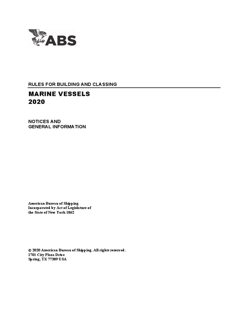 2020 ABS Marine Vessel Rules Overview | PDF | Ships | Engines