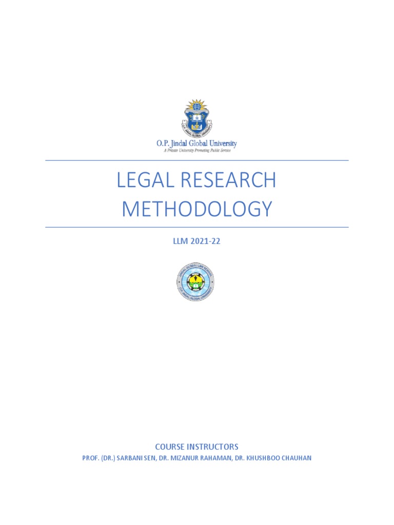 Legal Research Methodology: Prof. (DR.) Sarbani Sen, Dr. Mizanur ...
