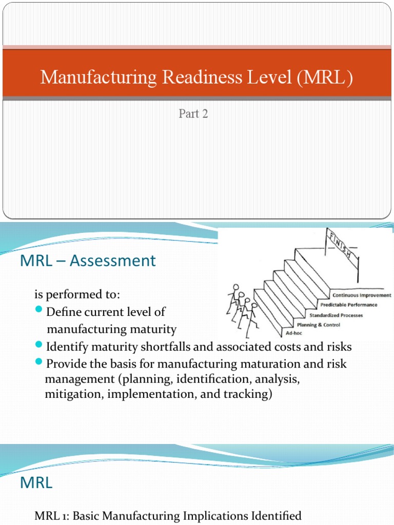 Manufacturing Readiness Level (MRL) | PDF