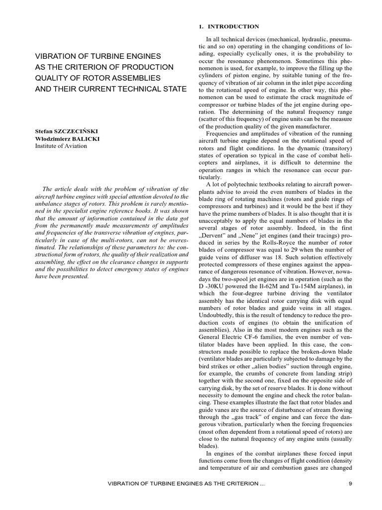 Vibration of Turbine Engines As The Criterion of Production Quality of ...