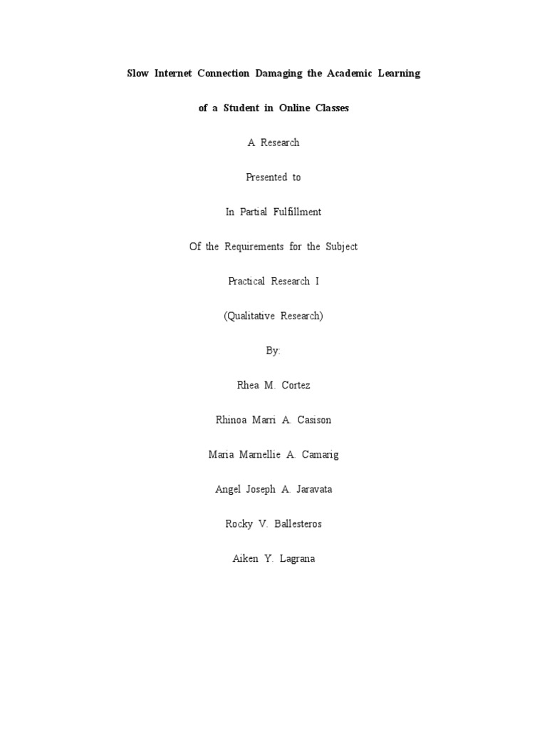 Slow Internet Connection Affecting Online Class | PDF | Educational ...