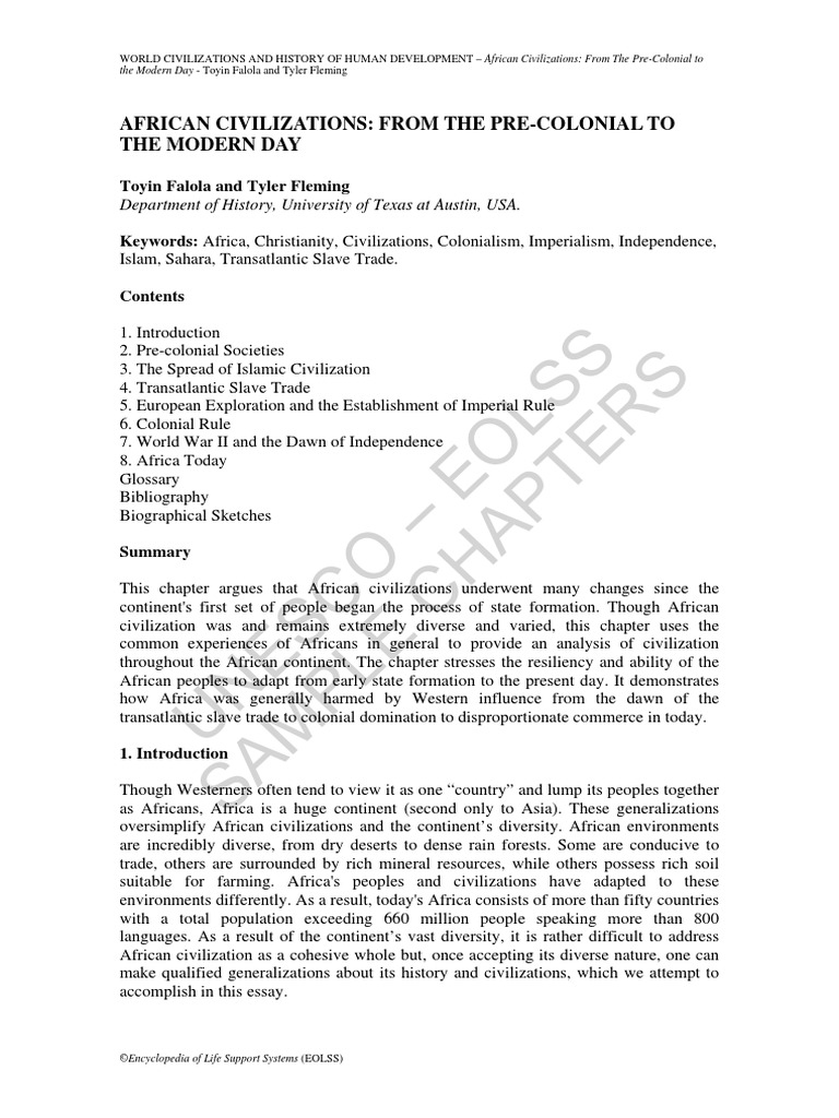 Unesco - Eolss Sample Chapters: African Civilizations: From The Pre ...