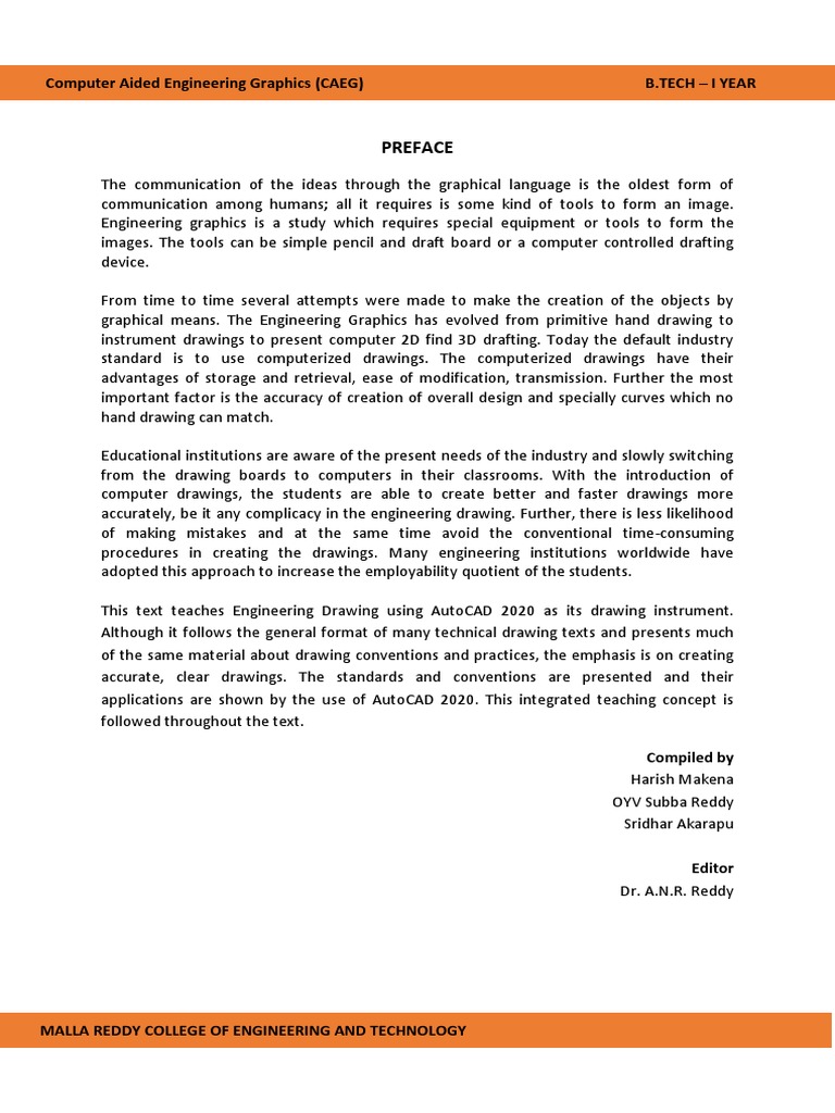 Preface: Computer Aided Engineering Graphics (CAEG) | PDF | Technical ...