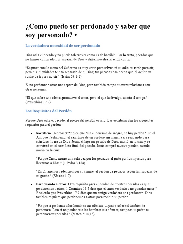 Como Puedo Ser Perdonado y Saber Que Soy Personado | PDF | Pecado | Oración