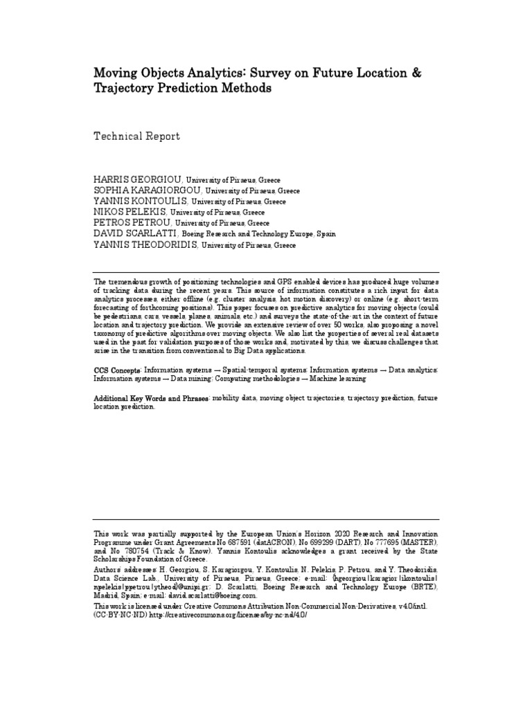 Moving Objects Analytics: Survey On Future Location & Trajectory Prediction Methods | PDF ...