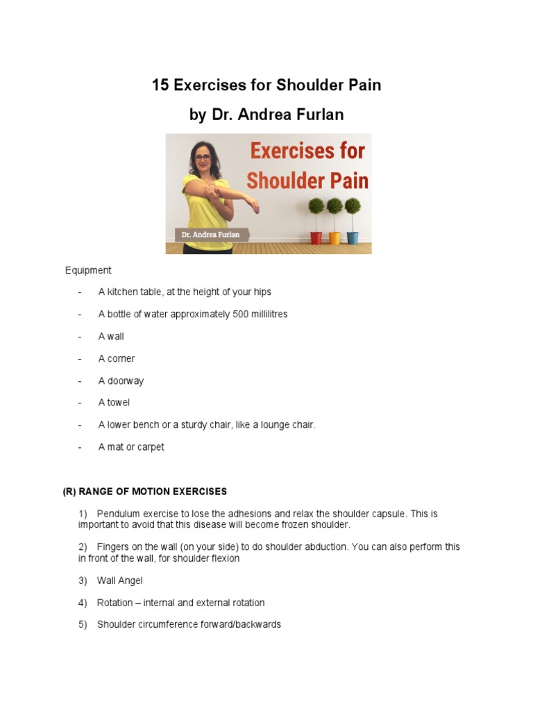 Shoulder Pain Rehabilitation Exercises | PDF