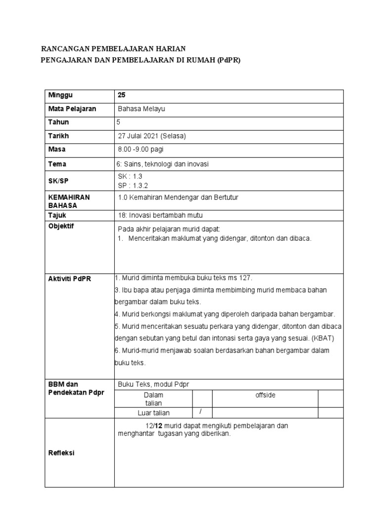Contoh RPH PDPR PDF Free | PDF
