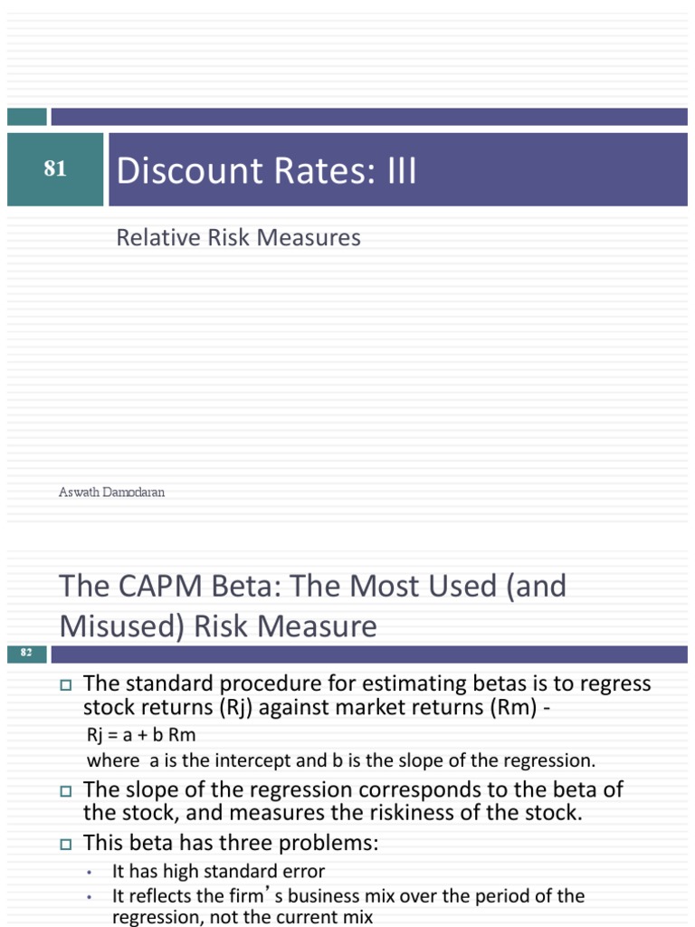 Discount Rates: III: Relative Risk Measures | PDF | Beta (Finance ...