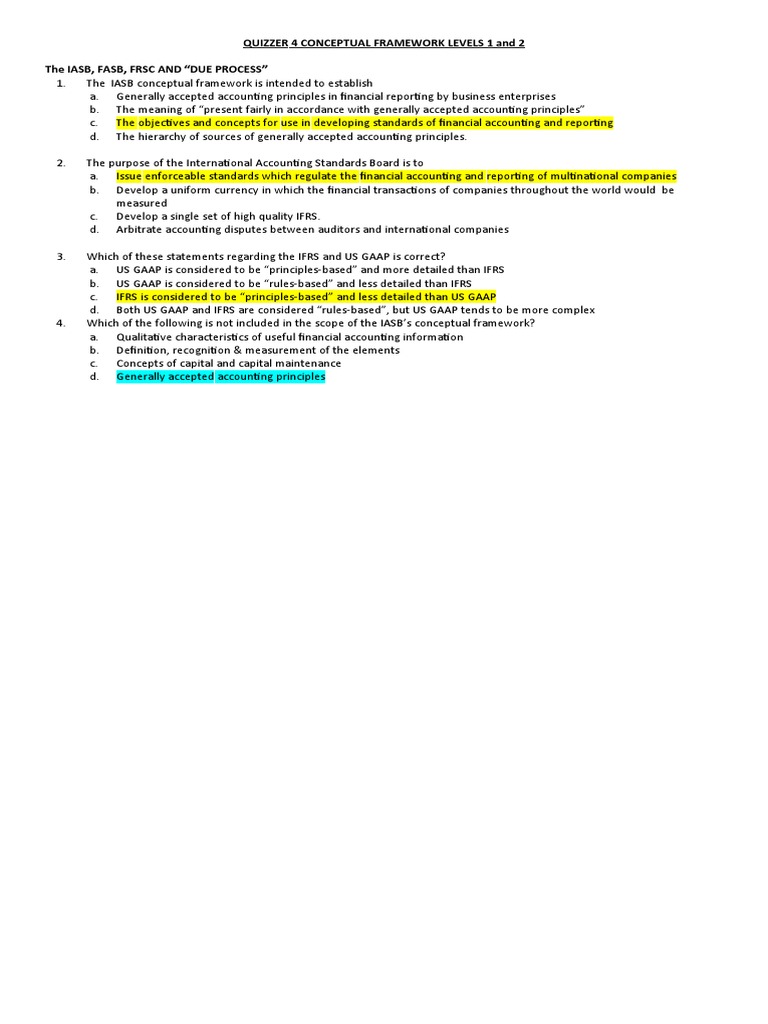 CONCEPTUAL FRAMEWORK LEVELS 1 and 2 Answers | PDF | International ...
