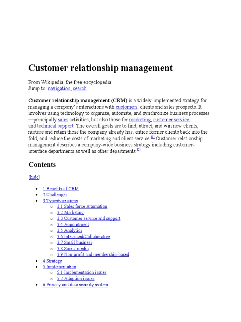 Customer Relationship Management | PDF | Customer Relationship ...