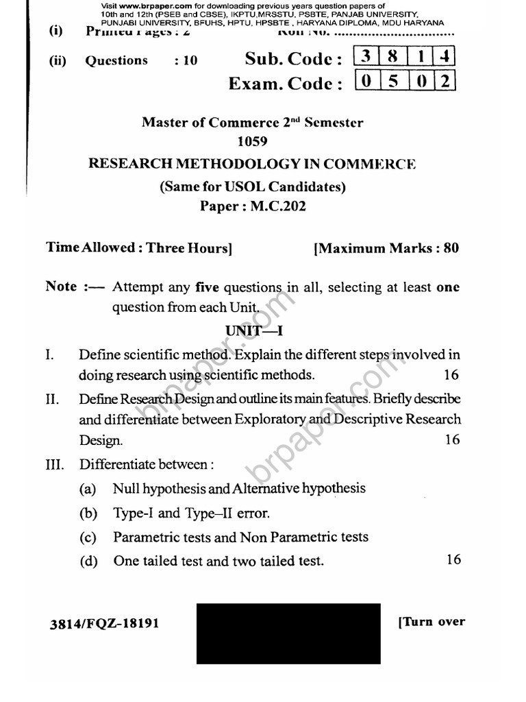 Research Methodology in Commerce | PDF | Scientific Method | Factor ...