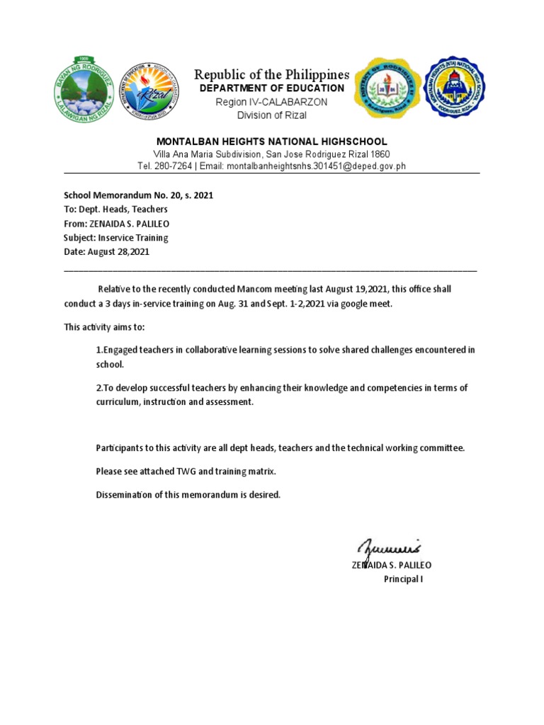Inset Memo No. 20, S 2021 | PDF | Career & Growth | Business