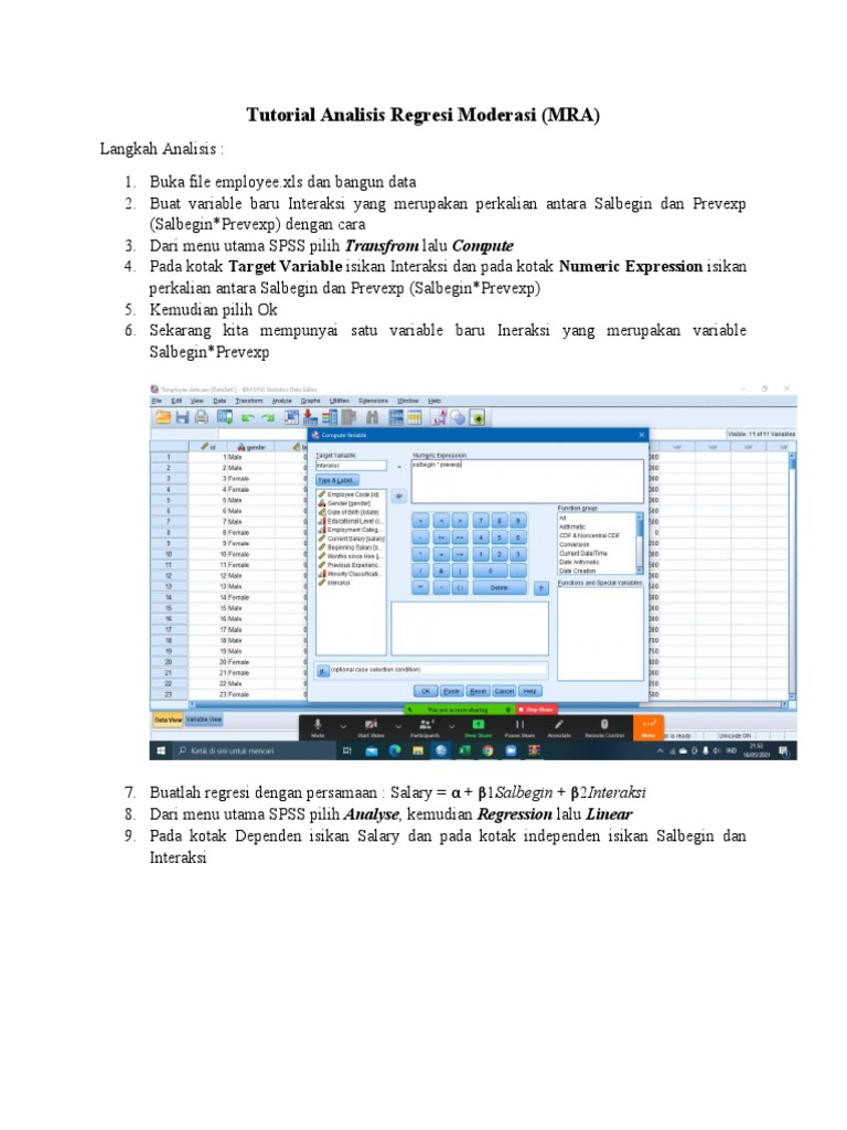 Tutorial Analisis Regresi Moderasi Kelompok 5 | PDF