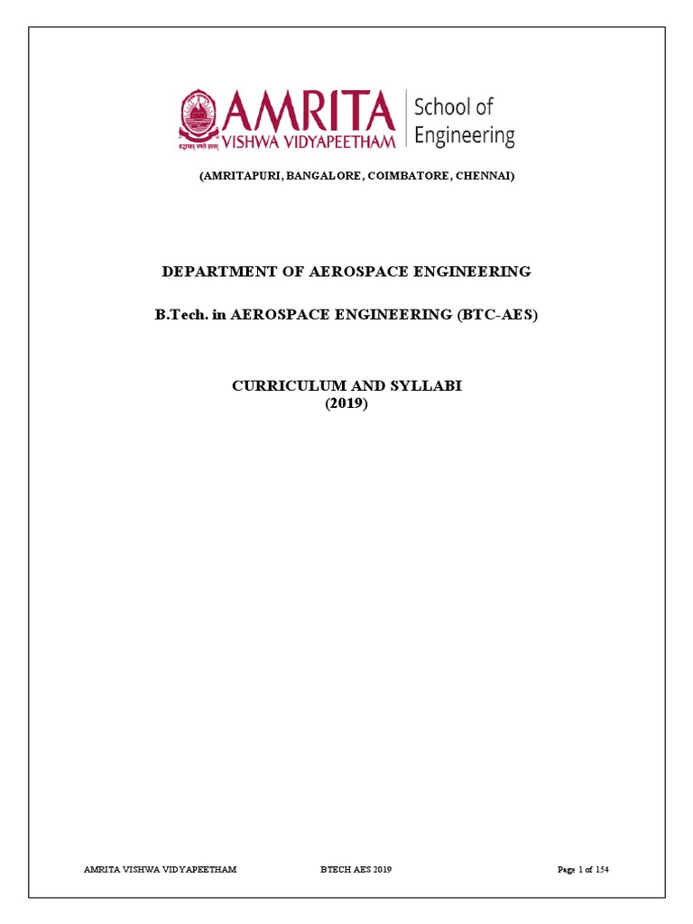 Syllabus Btech Aerospace Engineering 2019 | PDF | Eigenvalues And Eigenvectors | Diffraction