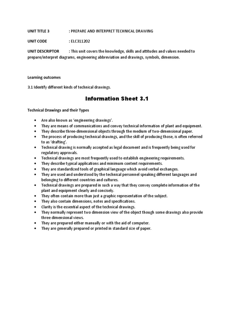 Unit 3 Prepare and Interpret Technical Drawing | PDF | Technical ...