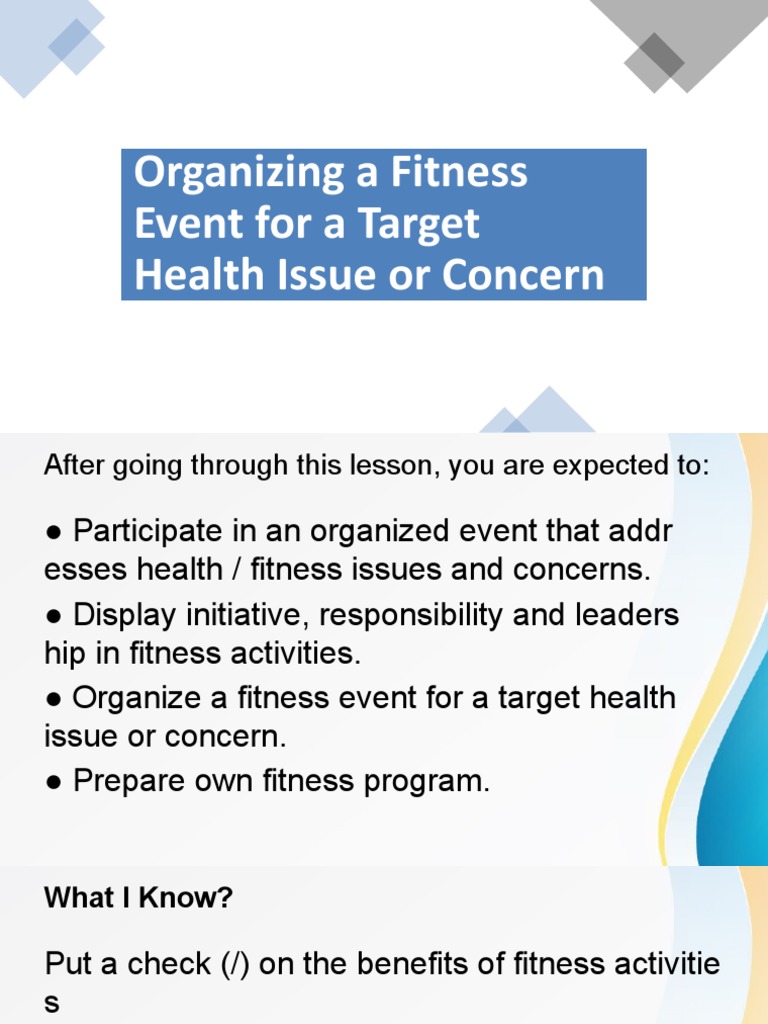Organizing A Fitness Event For A Target Health Issue or Concern | PDF ...
