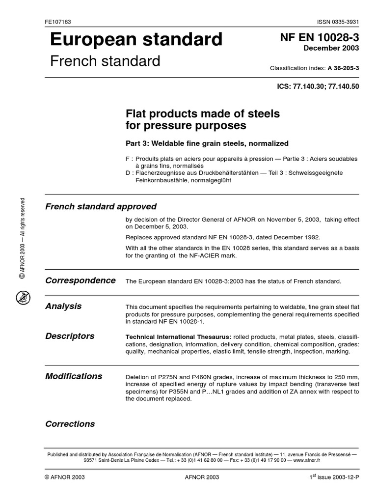 NF EN 10028-3-English | PDF | Steel | Construction