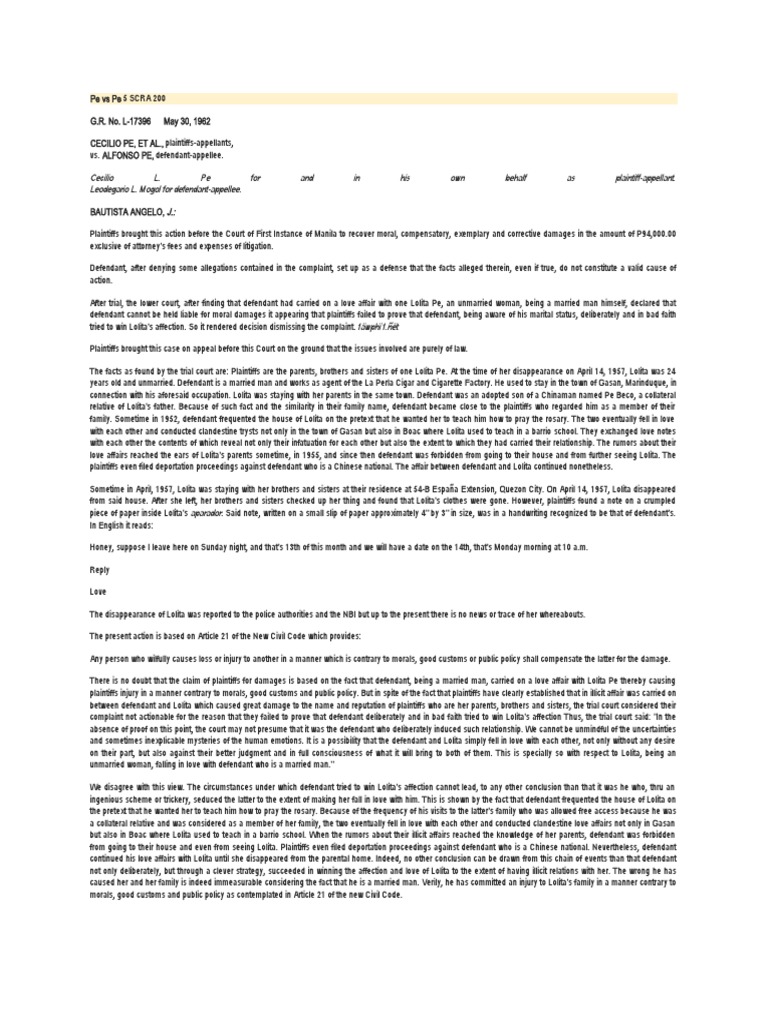 Pe Vs Pe 5 Scra 200 | PDF | Damages | Lawsuit