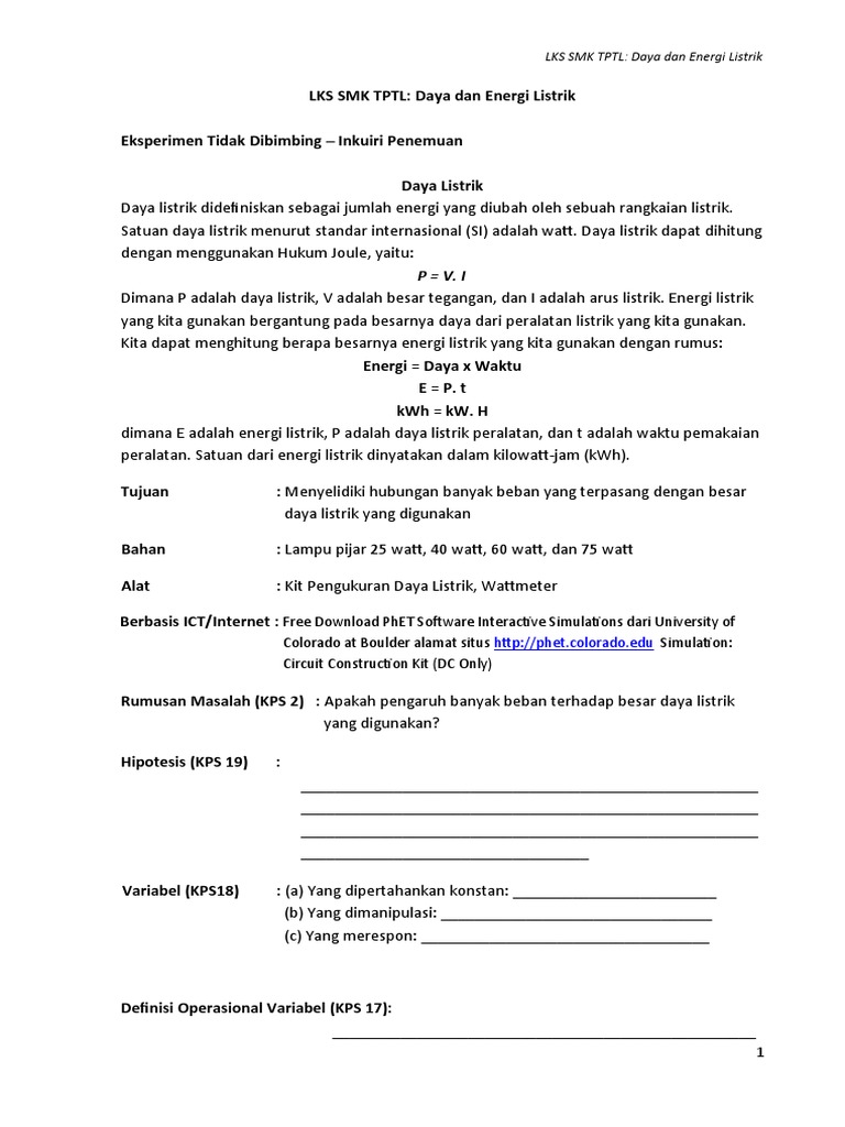 Contoh LKS TPTL | PDF