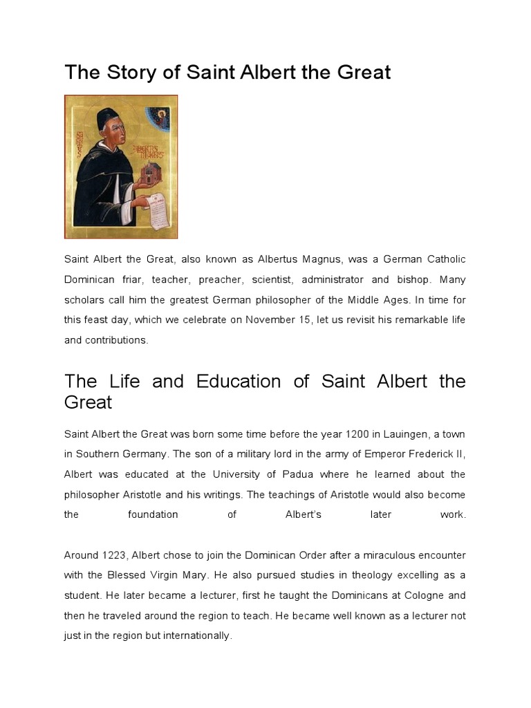 The Story of Saint Albert The Great | PDF