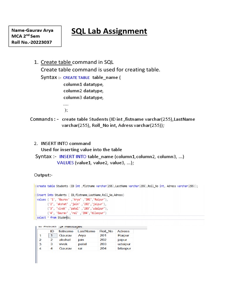 SQL Lab Assignment | PDF | Data | Software Development