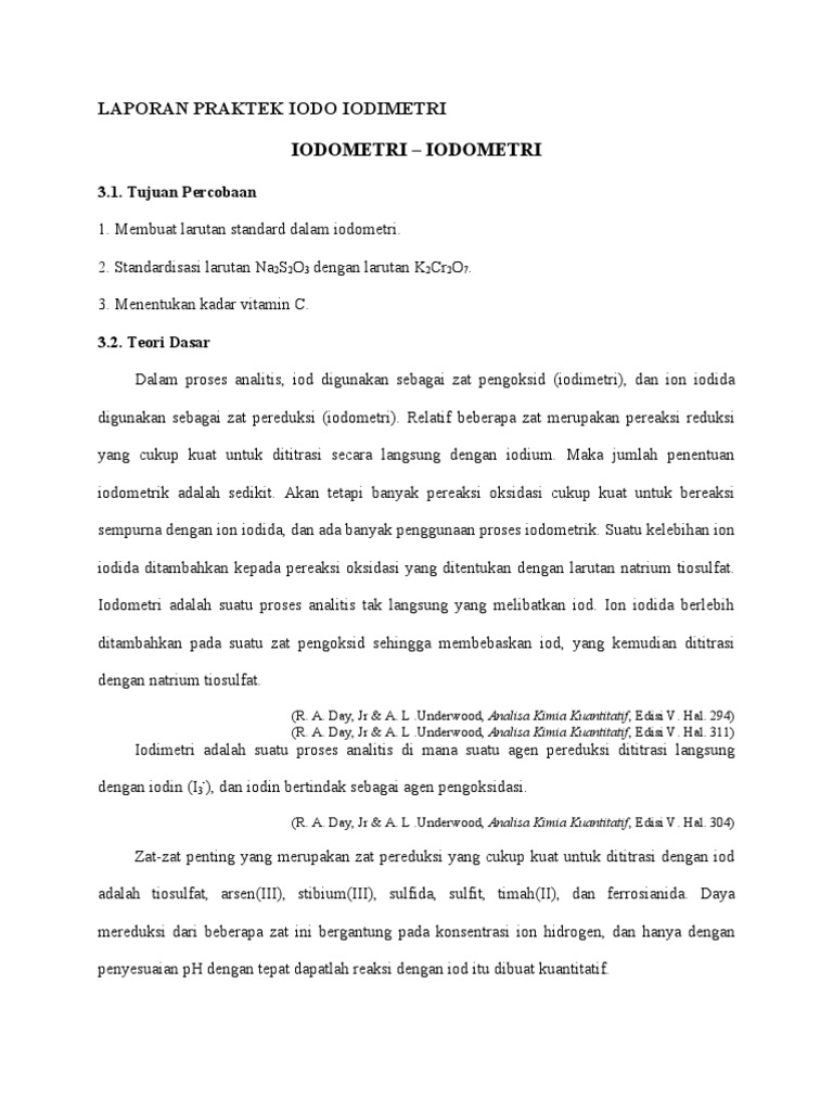 Laporan Praktek Iodo Iodimetri | PDF