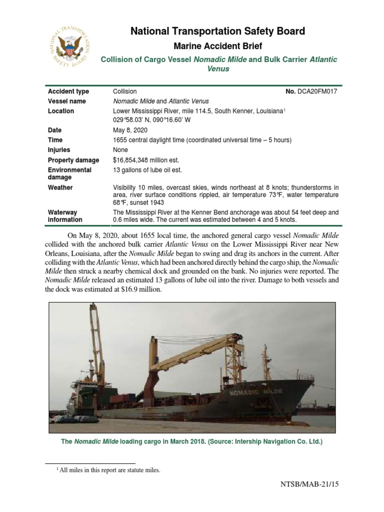 National Transportation Safety Board Investigation of Collision Between ...