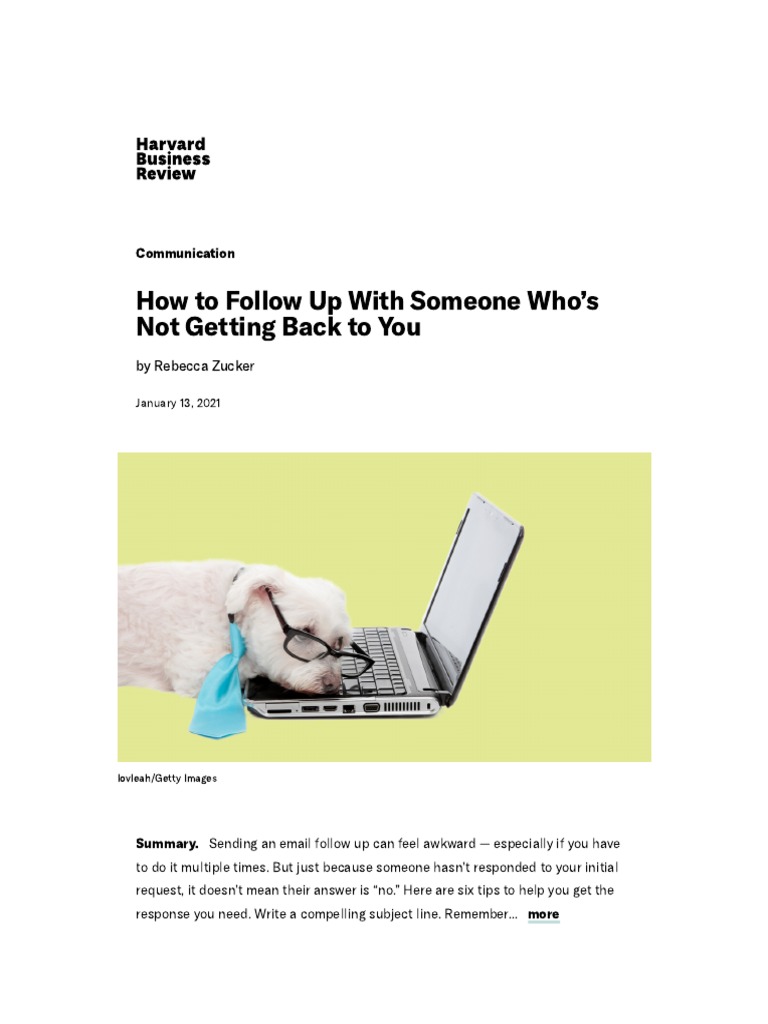 How To Follow Up With Someone Who's Not Getting Back To You | PDF ...