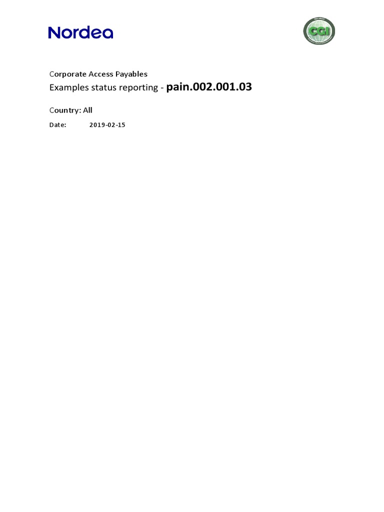 Pain 002 | PDF | Financial Transaction | Payments