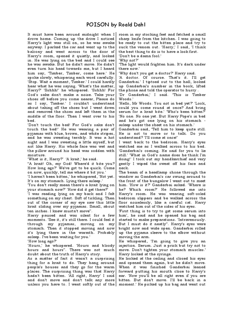 POISON by Roald Dahl | PDF