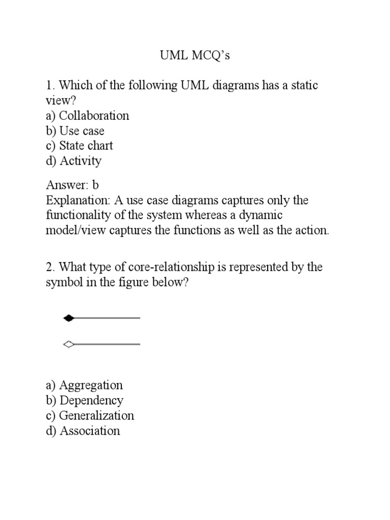 Uml MCQ | Download Free PDF | Unified Modeling Language | Inheritance (Object Oriented Programming)
