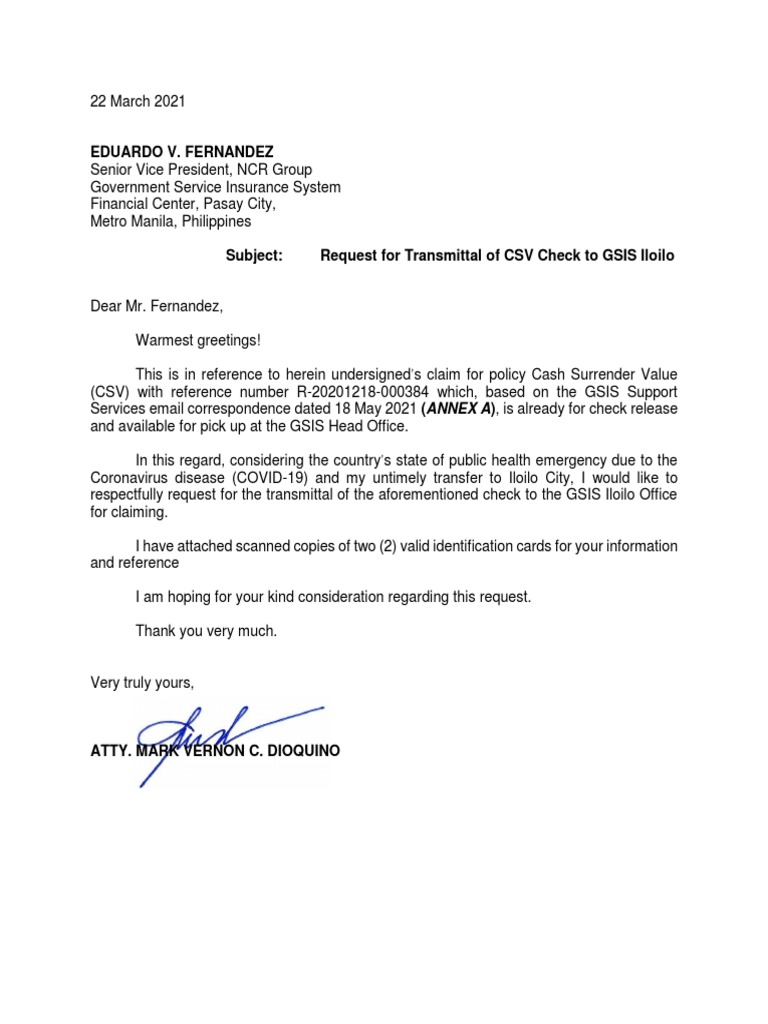 GSIS Letter Request | PDF