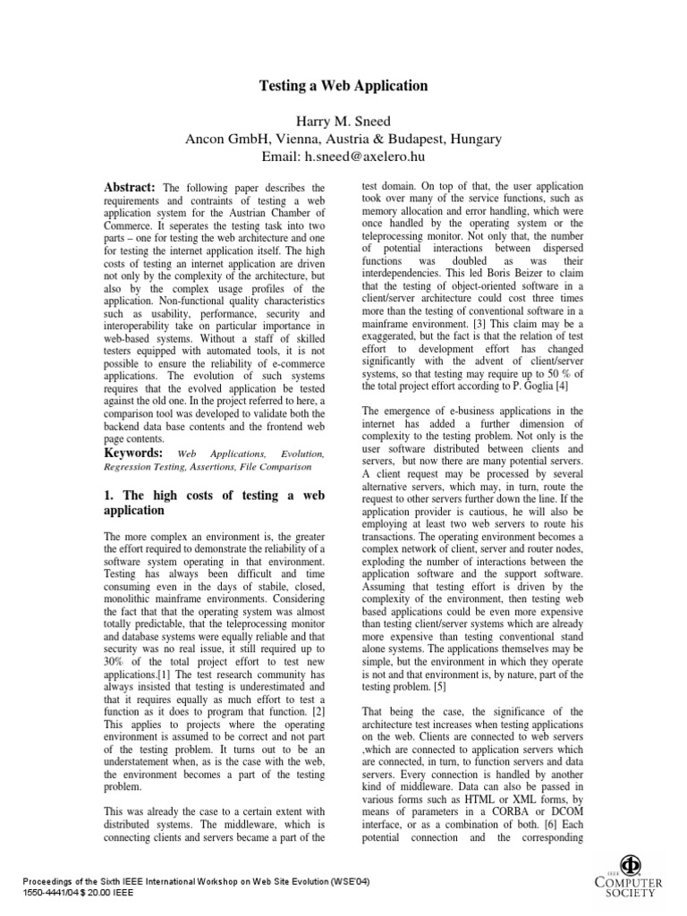 Testing A Web Application | PDF | Internet & Web | World Wide Web