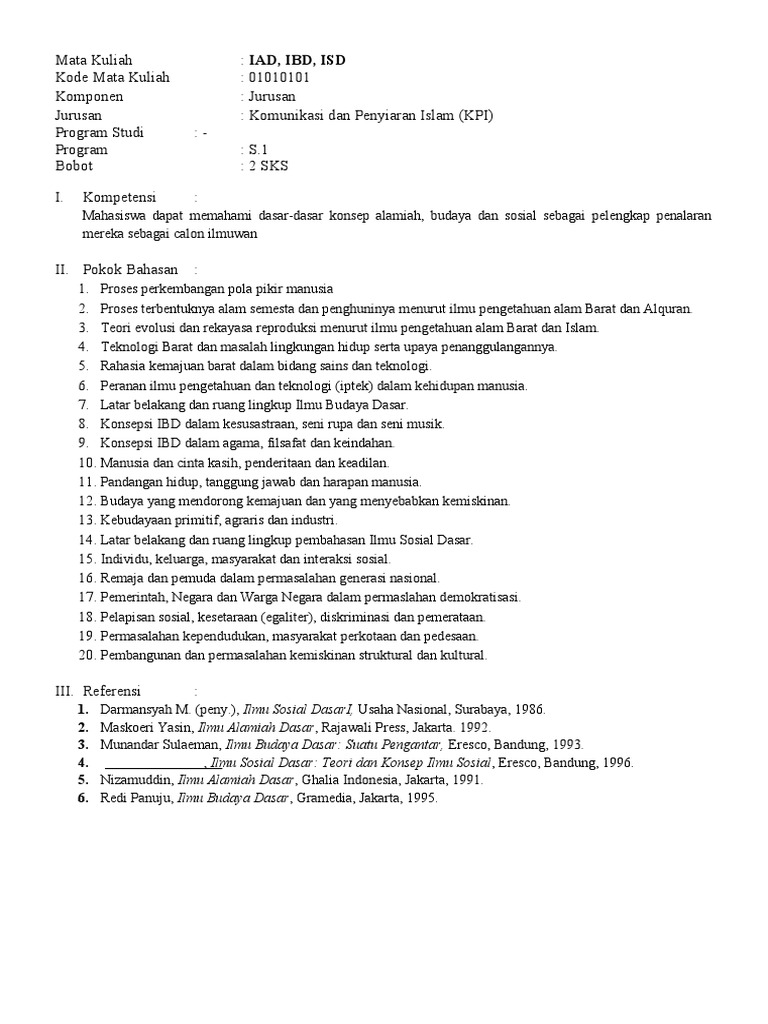 Silabus IAD, IBD, ISD | PDF