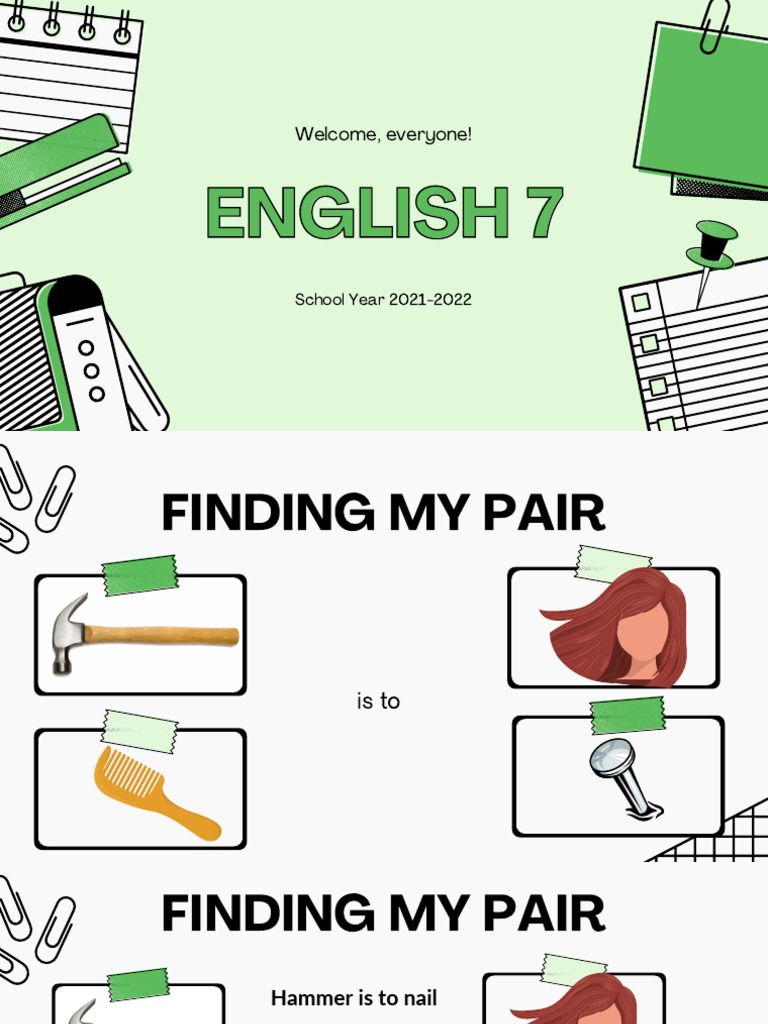 1 English 7 Lesson 1 Week 1 | PDF | Couch | Analogy
