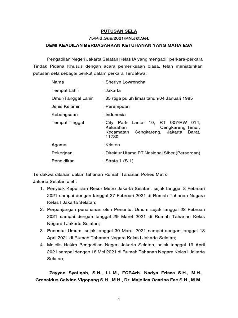 Putusan Sela - Juniver Girsang | PDF