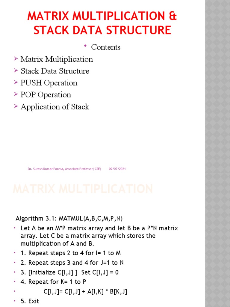 Matrix Multiplication & Stack Data Structure | PDF | Theoretical ...