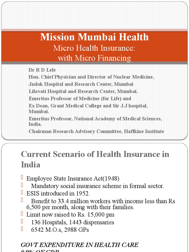 Mission Mumbai Health: Micro Health Insurance: With Micro Financing ...