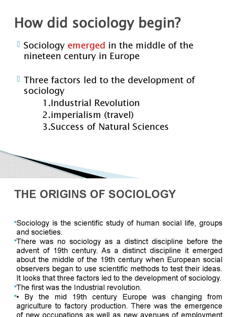 How Did Sociology Begin?: Emerged | PDF | Sociology | Social Sciences