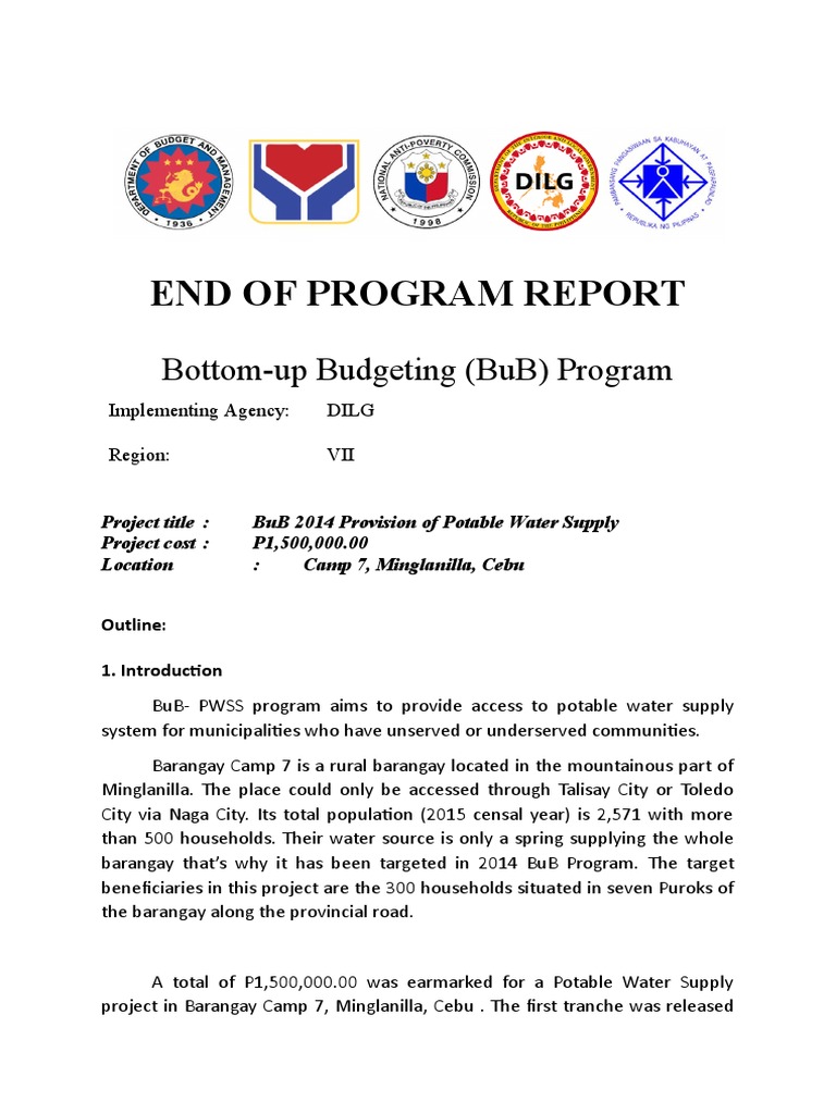 BuB End of Program Report Camp 7 | PDF | Economies | Water Supply