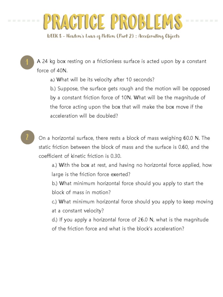 Laws of Motion Part 2 Reviewer | PDF | Force | Friction
