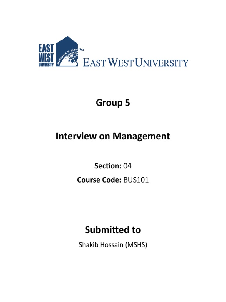 Group 5: Section: 04 Course Code: BUS101 | PDF