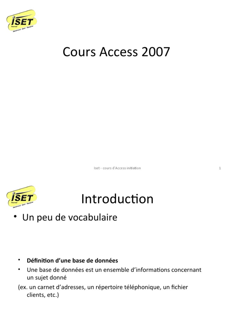 Cours Access | PDF | Microsoft Access | Base de données relationnelle