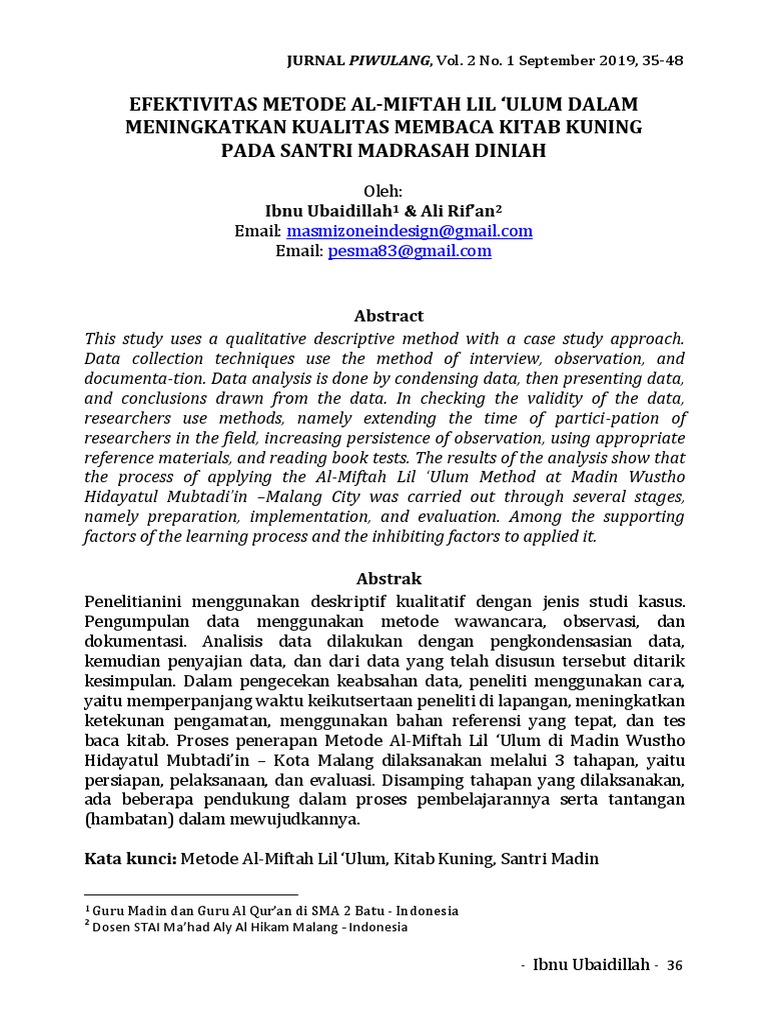 Efektivitas Metode Al-Miftah Lil Ulum Dalam Mening | PDF