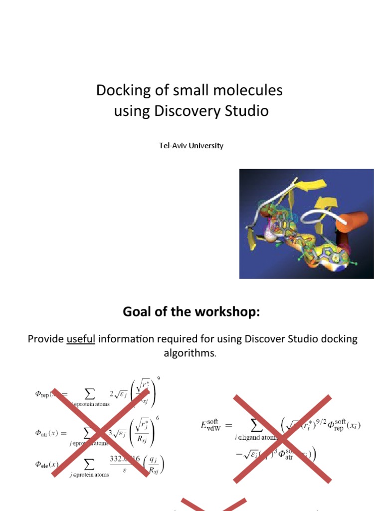 Docking of Small Molecules Using Discovery Studio: Tel-Aviv University ...