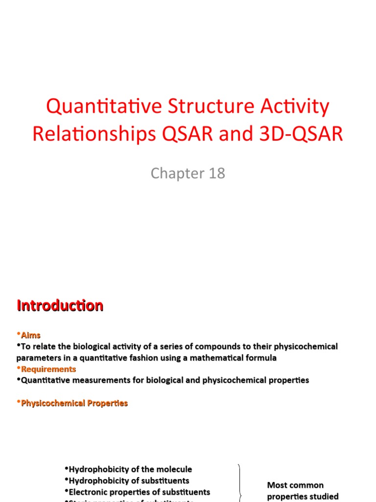 Quantitative Structure Activity Relationships QSAR and 3D-QSAR | PDF ...